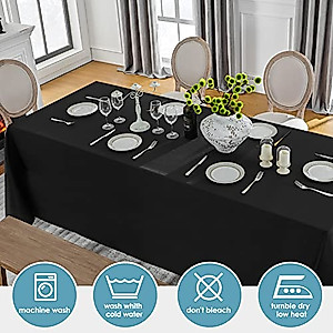Vidafete 90*132inch Rectangle Tablecloth Polyester Table Cloth，Stain Resistant and Wrinkle Polyester Dining Table Cover for Kitchen Dinning Party Wedding Rectangular Tabletop Buffet Decoration(Black)
