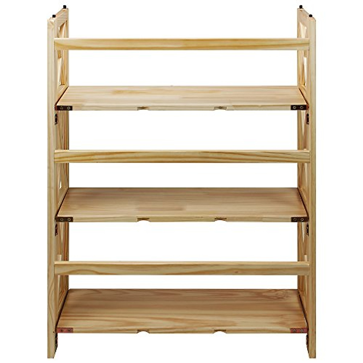 Casual Home Montego 3-Shelf Folding Bookcase, Natural , 27.5" Wide