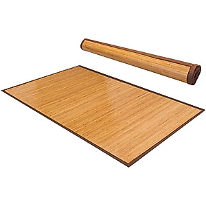 HAPPYGRILL Bamboo Area Rug, 5' x 8' Floor Carpet, Floor Mat with Anti-Slip Backing, Easy Care,Indoor Roll-up Runner Rug for Bedroom, Living Room, Entryway