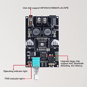 Bluetooth-Compatible Amplifier Board, PEMENOL TWS DC 7-24V 100W Mono Audio Power Amplifier Module with Box Matching Function Support AUX/Bluetooth-Compatible/USB for DIY Electronic Kit Car Store Home