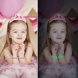 DIYDEC 1400pcs Glow Letter Beads 4x7mm Acrylic Glow in The Dark 28 Grids Round Letter Beads UV Luminous Alphabet Beads with Heart Beads for Bracelets Making DIY Crafts for Girls Adults