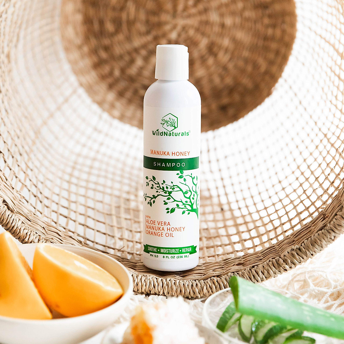 Manuka Honey Shampoo and Conditioner - Soothing Moisturizing Formula for Eczema, Psoriasis, Curly Hair and Color-Safe - All Natural Set