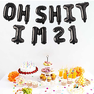 Oh I’m 21! Latex Balloons 16 Inch Black Hallo Twenty Five Cheers to 21 Years Old Theme Decor for Man Woman Happy 21st Birthday Party Photo Studio Prop Flag Decorations Favors Supplies