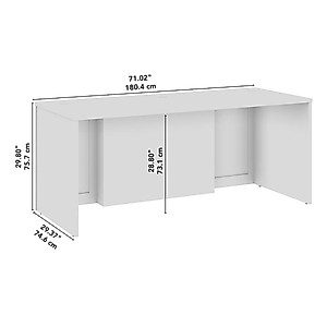 Bush Business Furniture Hampton Heights 72W x 30D Executive Desk in White | Computer Table for Personal Home Office or Professional Workspace