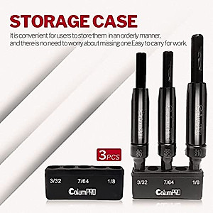 ColumPRO 3 PCS Hinge Drill Bit Set, HSS VIX bit Self Centering Drill Bits,Wood Door Window Cabinet Woodworking Hinge Hardware Pilot Hole Drill Bit 3/32"(#6),7/64"(#8),1/8" (#10), Organized Storage