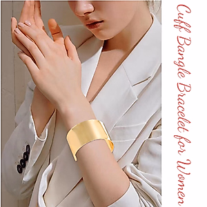 MOZAKA 2 Pcs Cuff Bangle Bracelet for Women Wide Open Cuff Bracelets Gold Sliver Wrist Cuff Wrap Bracelets Adjustable