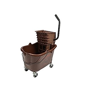 Janico Inc Mop Bucket Side Press Wringer Combo, 35 Quart 8.5 Gallon, Brown, 3 Inch Non Marking Metal Casters (35 Quart, Bronze)