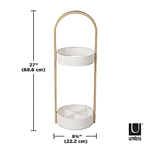 Umbra Space Saving Bellwood Umbrella Stand, White/Natural