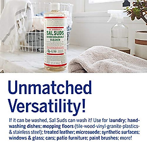 Dr. Bronner's - Sal Suds Biodegradable Cleaner (32 Ounce, 2-Pack) - All-Purpose Cleaner, Pine Cleaner for Floors, Laundry and Dishes, Concentrated, Cuts Grease and Dirt, Powerful Cleaner, Gentle