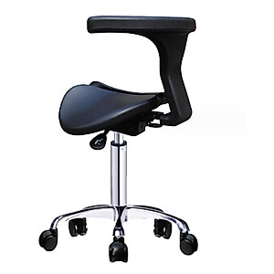 SFKLYU Ergonomic Saddle Stool Adjustable Saddle Stool Ddental Stool Rolling Chair with Armrests for Home Office Dental Salon Shop,M