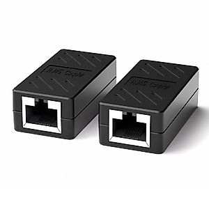 RuiPuo RJ45 Coupler Ethernet Cable Extender Adapter LAN Connector in Line Coupler Female to Female in Line Coupler for Cat5/Cat5e/Cat6/Cat7 Ethernet Cabler (Black 2 Pack)