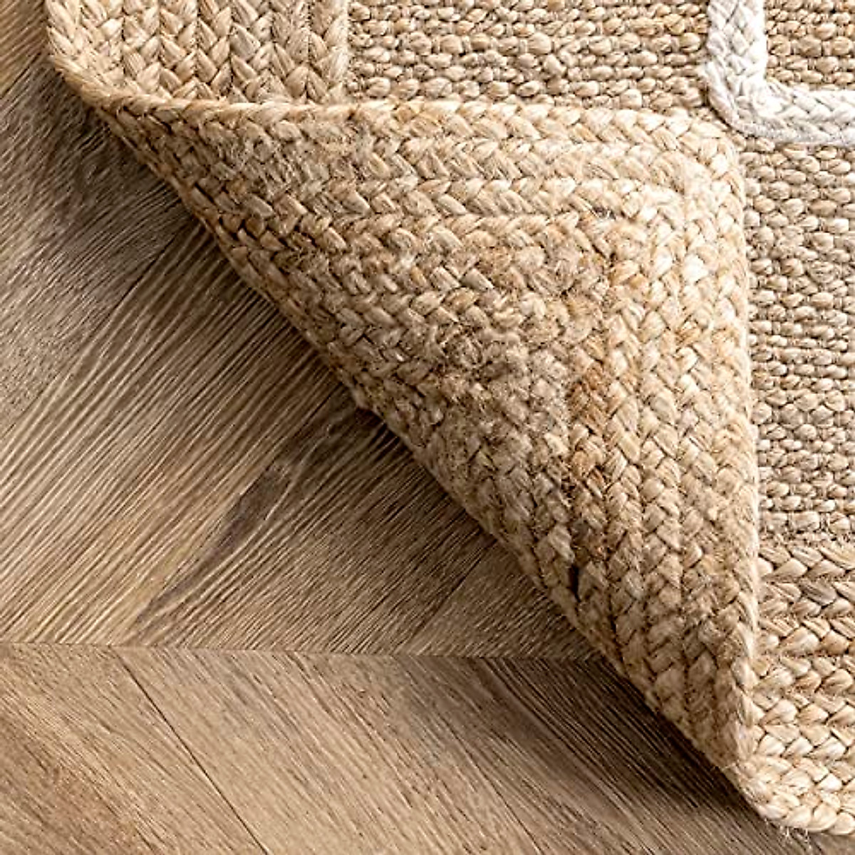 nuLOOM Caile Hand Loomed Raised Geometric Jute Area Rug, 10' x 14', Ivory