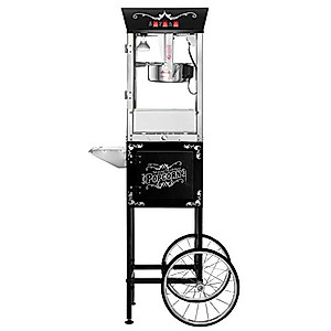 Great Northern Popcorn Company Black Matinee Movie 8 oz. Ounce Bar Style Antique Popcorn Machine, w/ cart