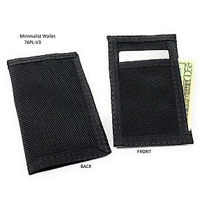 Rainbow of California Minimalist Front Credit Card Pocket Slim Wallet/Inside Keyring Lanyard Attachable / V3 (Black)