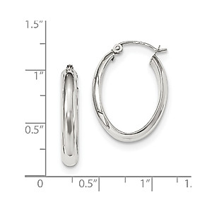 Jewels By Lux 10k White Gold Polished 3.5mm Oval Hoop Earrings