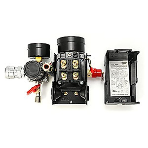 QWORK Air Compressor Pressure Switch Control Valve, 90-120PSI Pressure Regulator with Pressure Gauges Fittings Set