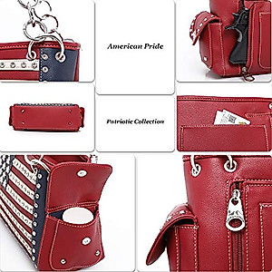 Montana West American Pride Flag Satchel Handbags Patriotic Tote Bags Handgun Concealed Carry Purses for Women US04G-8085RD