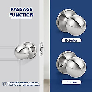 LOQRON Passage Ball Door Knob and Single Cylinder Deadbolt Lock Combo Set Security for Front Door Hallway/Closet with Satin Nickel Finish