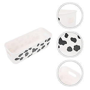 Yardwe Desktop Makeup Organizer Bin Cow Pattern Goodie Containers Phone Storage Case Box Items Bin Sundries Tray for Book Cosmetics Food Home Office
