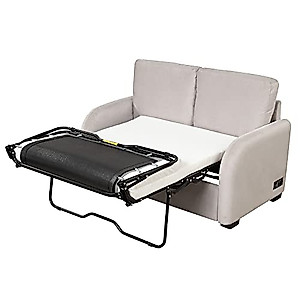 Multifunctional Velvet Loveseat Sofa with Pull Out Sleeper Couch Bed ,USB Port ,3-pin Plug & Twin Memory Mattress for Living Room Furniture Sets, Spaces Saving Design for Home, Apartment and Office