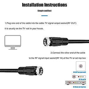 Coaxial Cable 1ft, Short Coax Cable 1 Foot, 0.3m 2-Pack with Right Angle Connectors, Black 75 Ohm Shield Digital RG6 Cables with F-Male Connectors for TV Antenna DVR Satellite