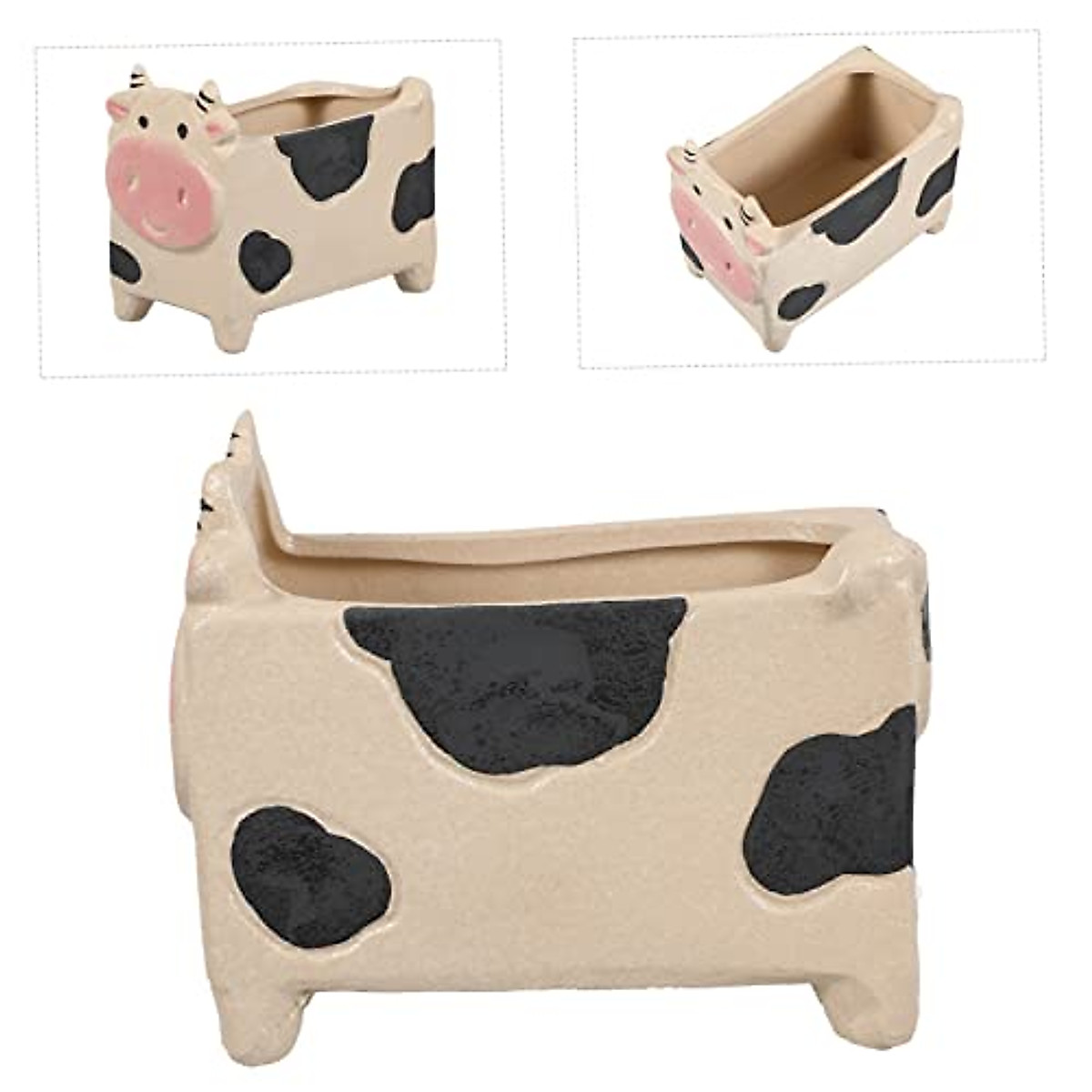 HANABASS 2pcs Decoration Animal Garden Pots Planters Zodiac Bonsai Lovely Indoor Plants Flower Cactus Gift Container Ox Center Plant Succulent Office Pot Cow Ceramic Home Year Cows Balcony