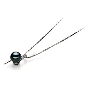 Destina Black 7-8mm AA Quality Japanese Akoya 925 Sterling Silver Cultured Pearl Pendant For Women