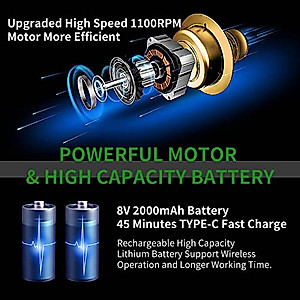 Dextra 2 in 1 Cordless Grass Shear & Hedge Trimmer with Gardening Gloves, 8V Electric Handheld Shrubber Trimmer Grass Cutter with 2000mAh Rechargeable Lithium-ion Battery&Charger, 45min Fast Charge