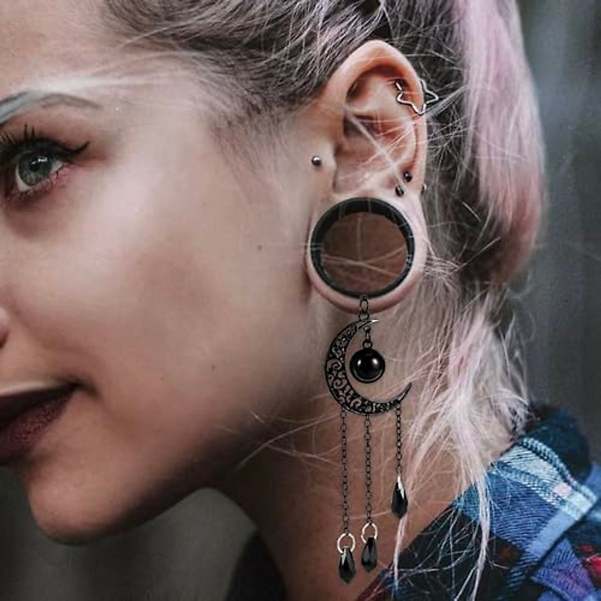 Maxbott 2PCS Stainless Steel Beautiful Flowers Ear Weights hangers for Stretched Ears Gauges Ear Plugs Tunnels Body Piercing Jewelry (6G(4mm), Silver)