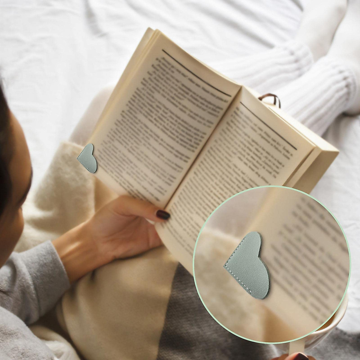 Leather Heart Bookmark, Wayzton 6 Pcs Corner Page Book Marks for Women, Kids, Book Accessories for Reading Lover, Cute Handmade Book Reading Gift for Book Lovers