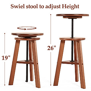 VISWIN 19"-26" H Wooden Adjustable Height Stool, Beech Wood Artist Stool for Drafting Table, Painting Stool for Artists, Adults, Wood Chair for Bar, Kitchen, Home Use, Office, Studio