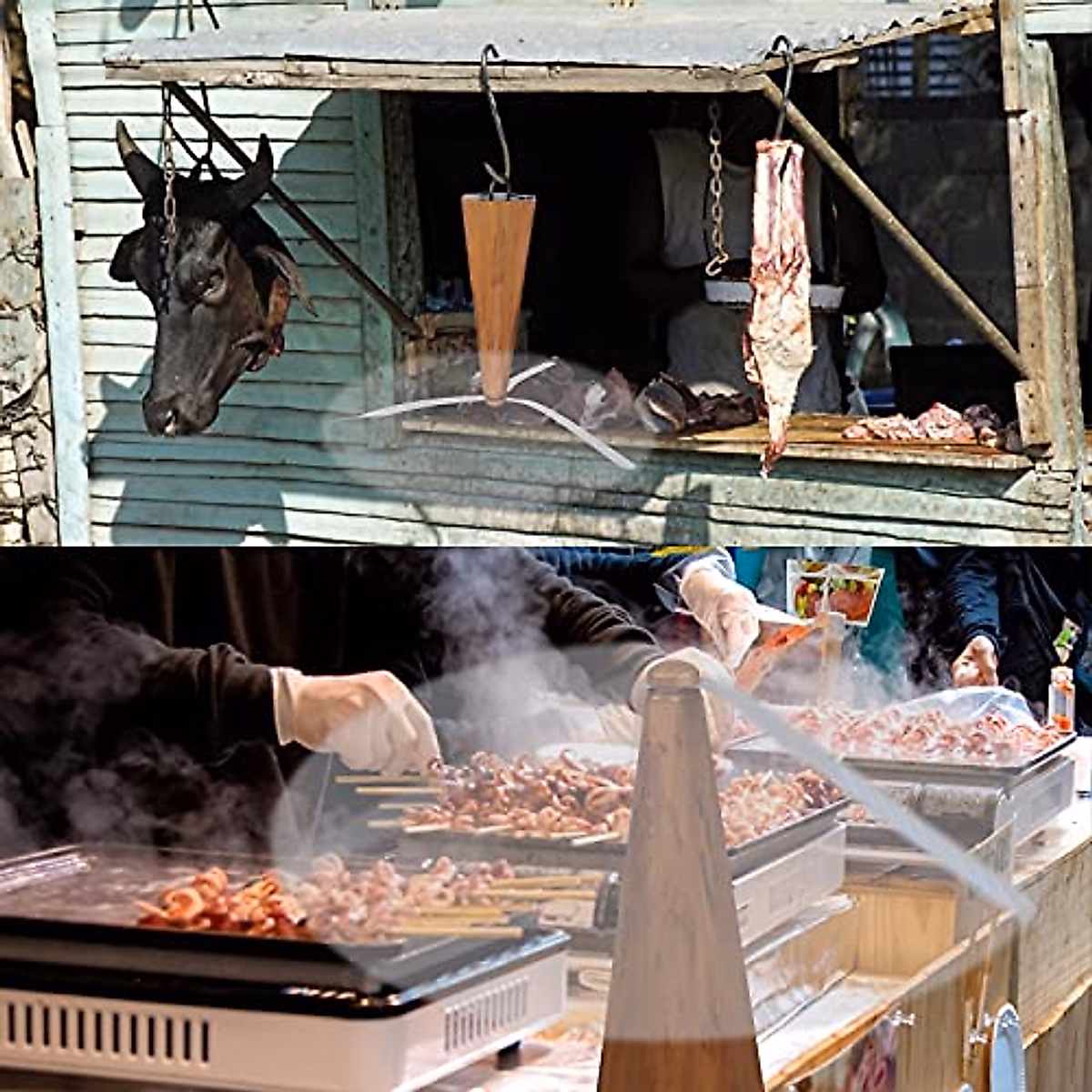 PIAOPIAONIU 3 PCS Fly Fan for Tables Fan Fly Portable Wood Grain Table Fan,for Outdoor