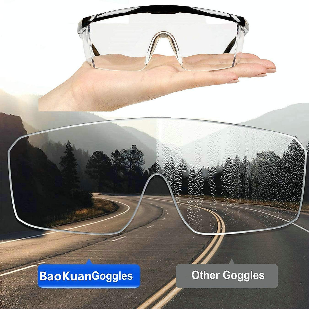 mozeeda Safety Glasses Men Women Clear Safety Glasses Goggles Over Eyeglasses, Z87 UV 400 Anti-fog Adjustable Temples Protection Goggles for Nurse,Eyewear Anti-Scratch with Temple for Lab