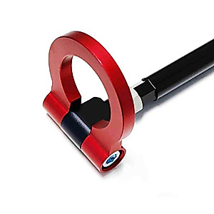 iJDMTOY Red Track Racing Style Front Bumper Tow Hook Ring Compatible With Tesla 2017-up Model 3, 2020-up Model Y, Made of Light Weight CNC Aluminum