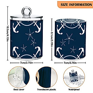 SUABO Plastic Jars with Lids,Retro Nautical Anchors Storage Containers Wide Mouth,Glasss Airtight Canister Jar for Kitchen Bathroom Pantry Countertop,Set 2