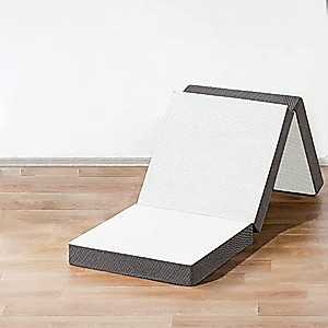 Mayton 4-Inch Portable Tri-Folding Capability Gel Memory Foam Mattress | Breathable Mesh Sides, Ultra Soft, Removable and Washable Cover, Comfortable Support, Cot Pad, Standard Size, 25-Inch, White