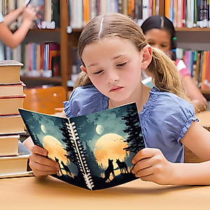 SDMKA Wolves under The Moon Spiral Notebook 1 Subject Durable Detachable Notebook with Water Resistant Cover, 60 Sheets (8.3" x 5.7")