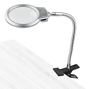 Meichoon Magnifying Lamp with Light,Clamp Magnifier,Clip-on Table Bright LED Lighted Magnifying Glasses,for Reading Diamond Painting Cross Stitch