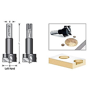 Amana Tool - 203205 Carbide Tipped Hinge Boring Bit L/H 20mm Dia x 57mm Long x 10mm Shank