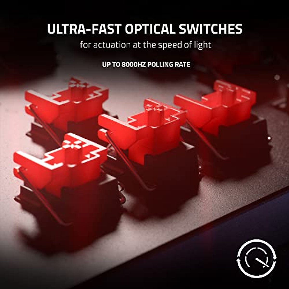 Razer Huntsman V2 TKL Tenkeyless Gaming Keyboard: Fast Linear Optical Switches Gen2 w/Sound Dampeners & 8000Hz Polling Rate - Detachable TypeC Cable - UV-Coated ABS Keycaps - Wrist Rest - ESL Edition