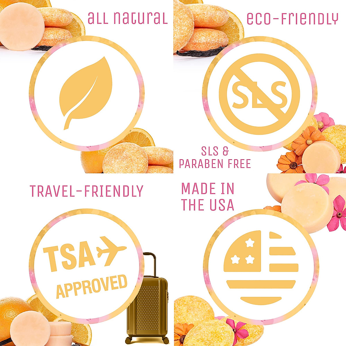 Sweet & Sassy Shampoo + Conditioner Bars: Includes 1 Shampoo, 1 Conditioner. Made in the USA. Natural, Organic, SLS Free, Safe for Color Treated Hair. Sunkissed