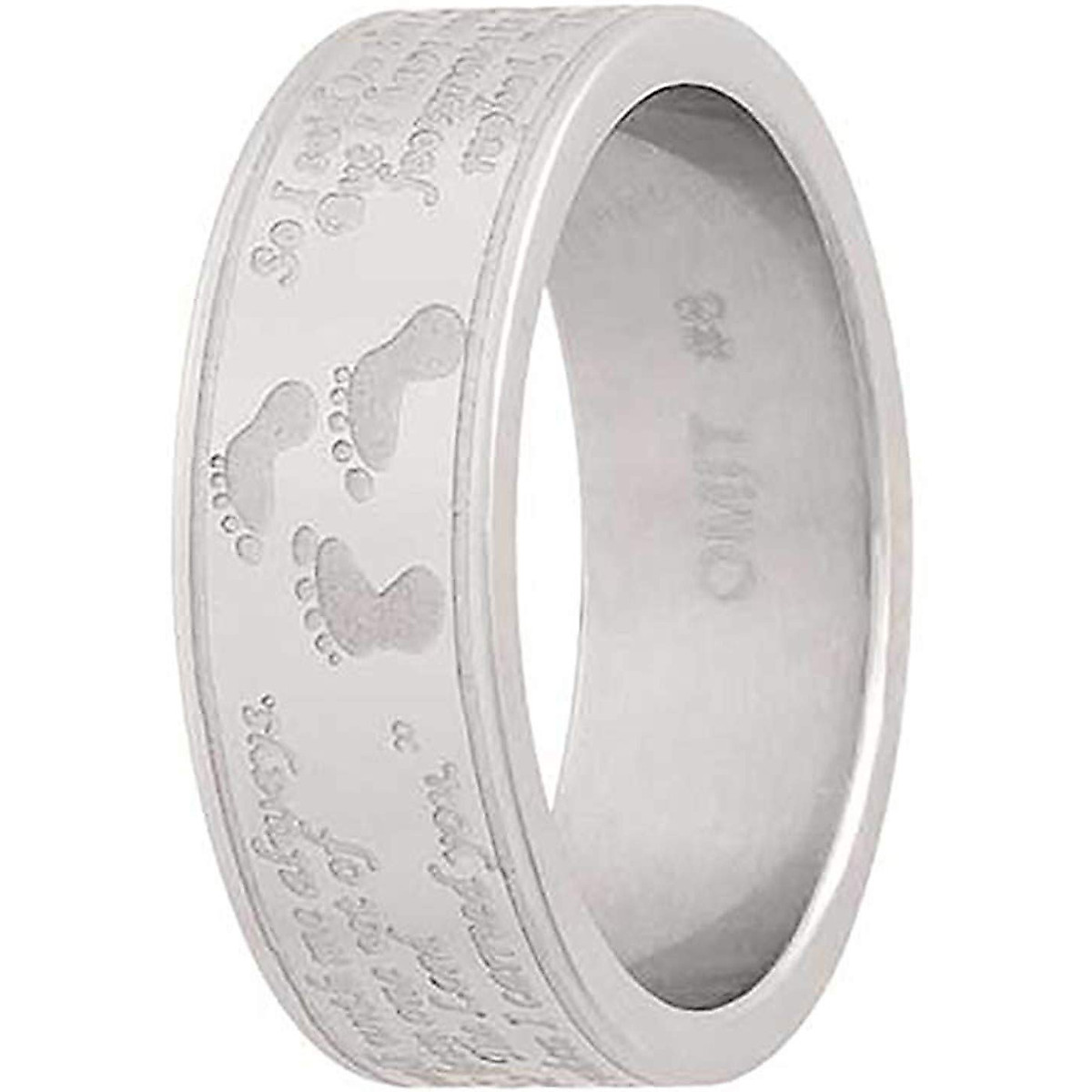 J127 - CTR RING Stainless Steel "Footprints" Full Poem (7.5)