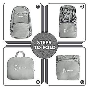 ZOMAKE Lightweight Packable Backpack 30L - Foldable Hiking Backpacks Water Resistant Compact Folding Daypack for Travel(Sliver Grey)