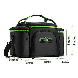 Cooler Lunch Bag Box Insulated by Outdoorwares Large Capacity Durable, to Keep Foods and Drinks in The Right Temperature - Good for Travel, Picnic, Beach Hiking, Camping ETC.(Containers Not Included)