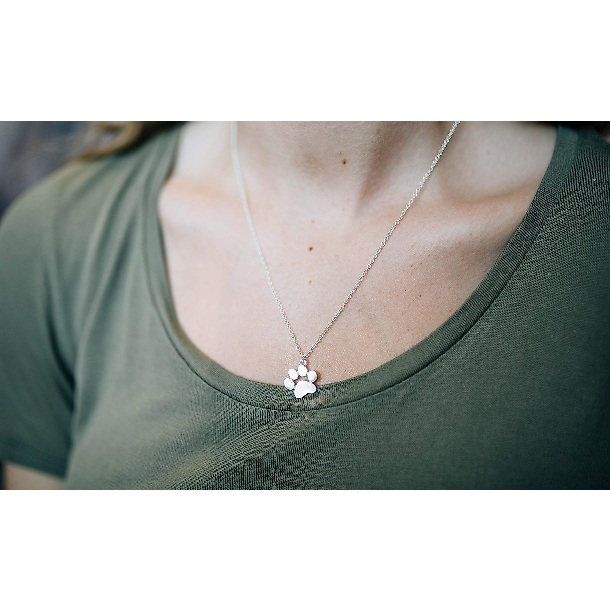 Paw Print Necklace, Paw Necklace, Dog Necklace, Dog Jewelry For Women, Dog Paw Necklace, Dog Pendant, Dog Necklaces For Women (Silver Tone)