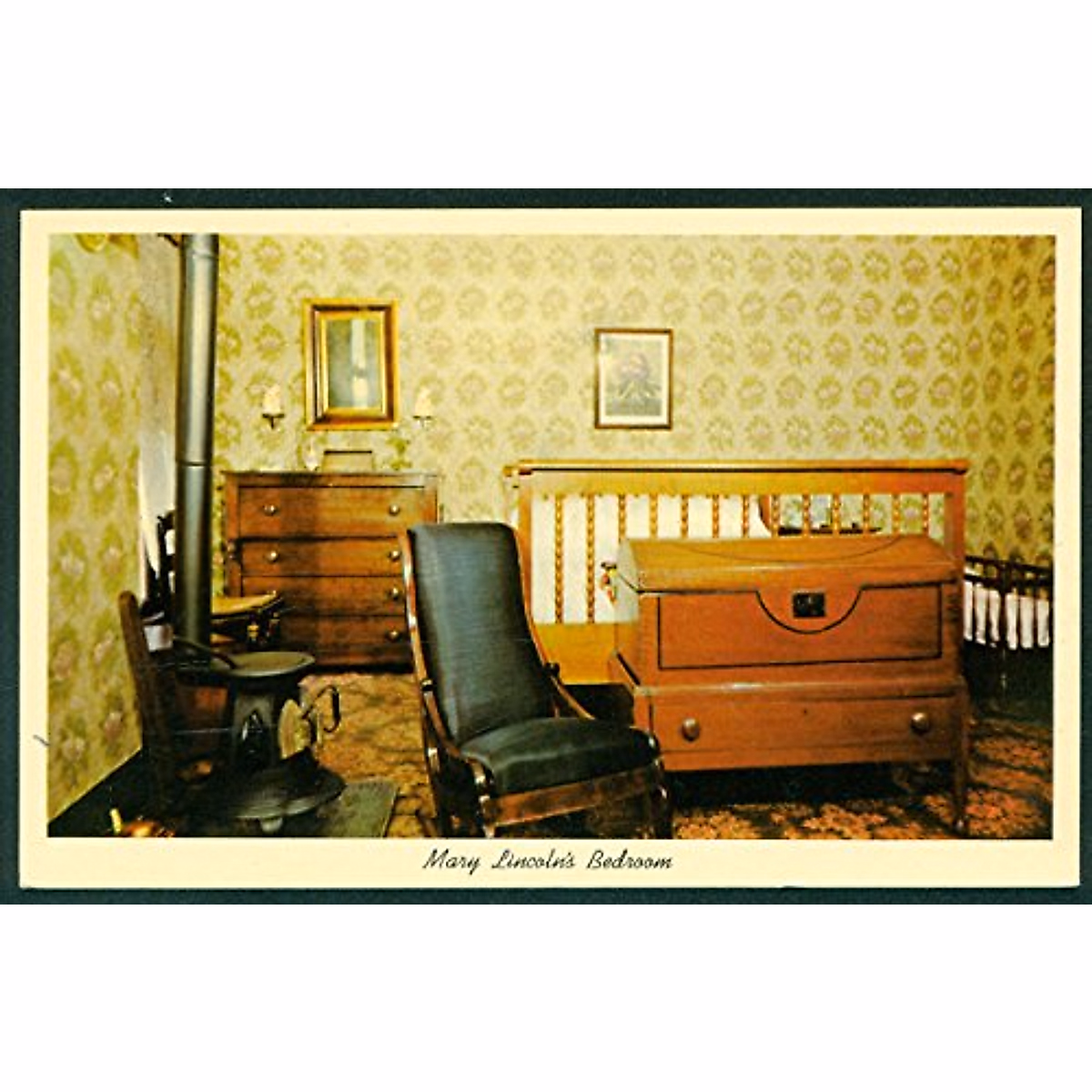 Mary Lincoln's Bedroom President Abraham Home Vintage Postcard