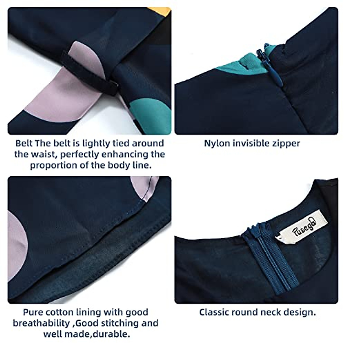 PUSEGA Blue Polka Dot Dress for Teens Toddler Dress for 8 Years Girls, Short Sleeve Dress, Holiday Dresses (Blue, 130, 8years)