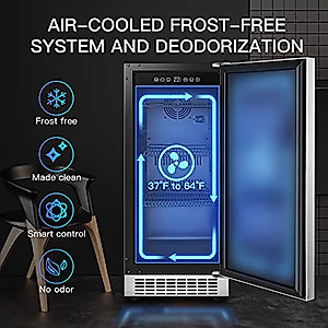 BODEGA Beverage Cooler 15 Inch, Built-in and Freestanding Beverage Refrigerator 100 Cans, Stainless Steel Under Counter Beverage Fridge Perfect for Soda, Water, Beer