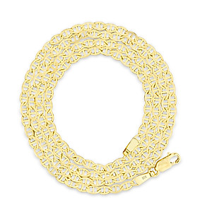 Nuragold 10k Yellow Gold Solid 2.5mm Anchor Mariner Link Chain Pendant Necklace, Womens Mens Jewelry 16" 18" 20" 22" 24" 26"