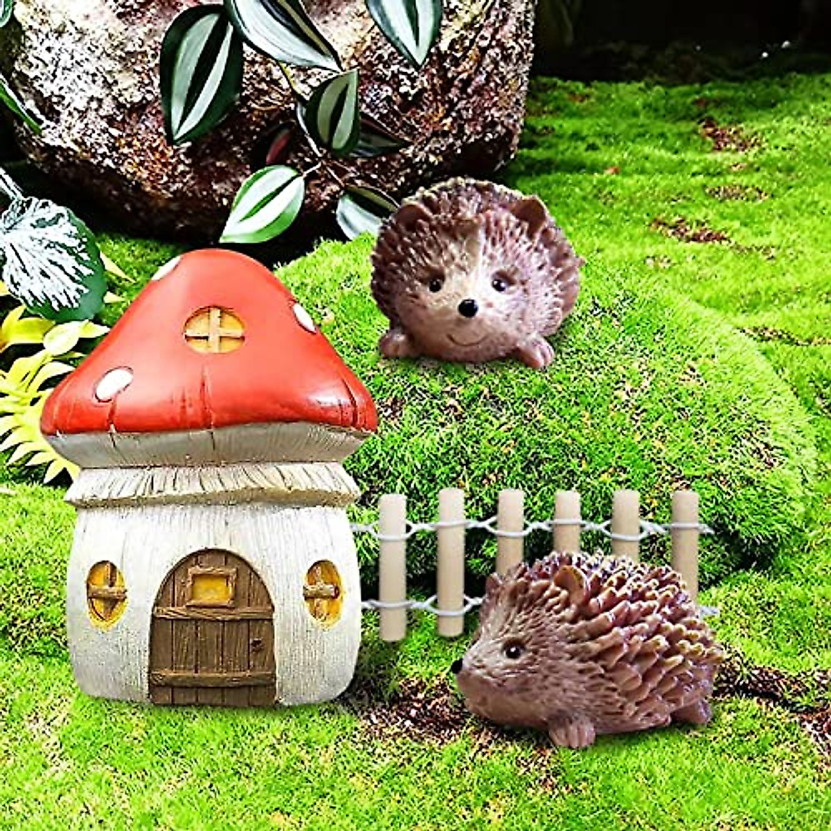 BEZALEL Fairy Garden Accessories Miniatures Fairy House Fairy Garden Kit for Kids Includes Fairy House Mini Hedgehog Fairy Garden Fence, Fairy Garden Kit for Plant Pots Patio Bonsai Terrariums Decor